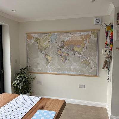 Giant World Map Mural Blue Ocean Blue Ocean, Wall Map, Bedroom, Living ...