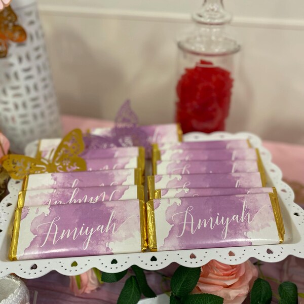 Custom Wedding Candy Labels Mini Candy Wraps Wedding Chocolate Bar ...