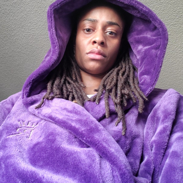 Purple Hooded Royalty Robe, Soft Plush Fleece Spa Robe, Gift Idea ...