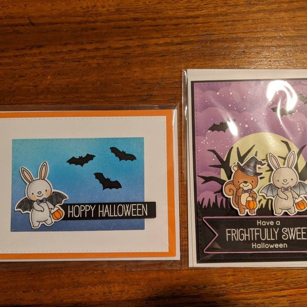 4 Halloween Witch Gnome Spooky Word Bat Handmade Paper Pieced Die Cut ...