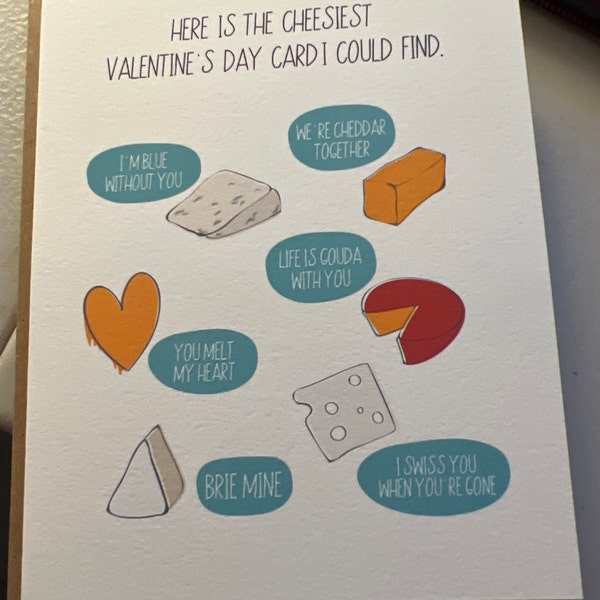 Cheesy Valentine's Day Card, Cheese Card, Cheese Lover, Valentine's ...