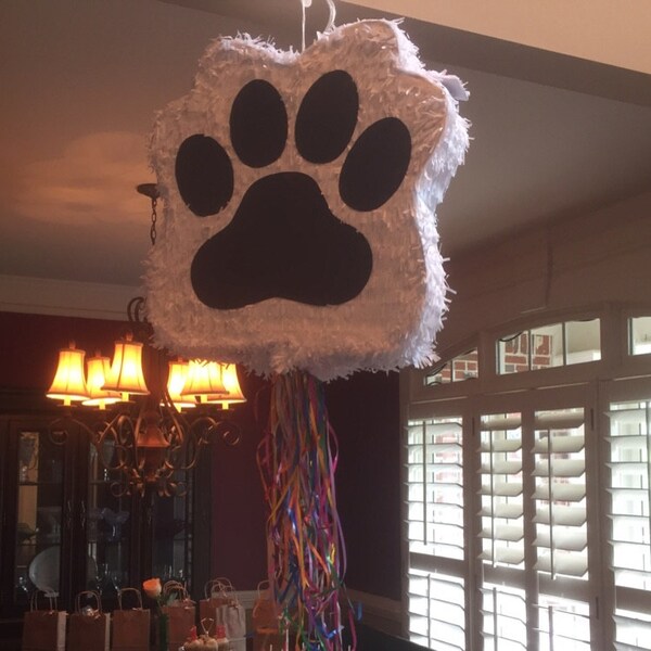 Dog Paw Pinata, Puppy Birthday Dog Party Supply, White & Black Puppy ...