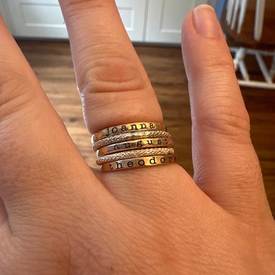 Stackable Rings Personalized Name Rings Mixed Metals Ring Set Name ...