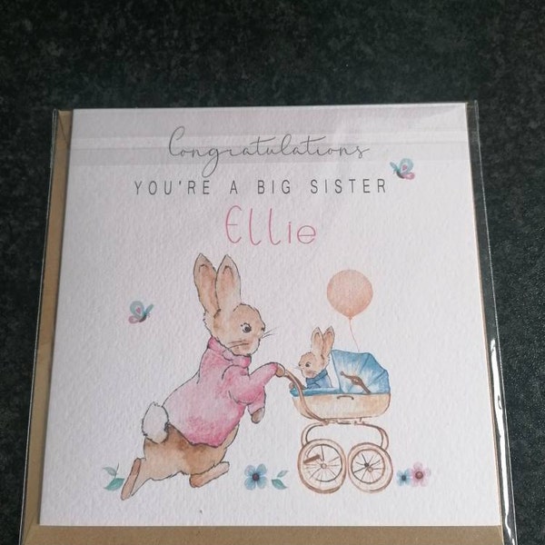 Big Sister Peter Rabbit Card, Baby Sister, Baby Brother, New Baby ...