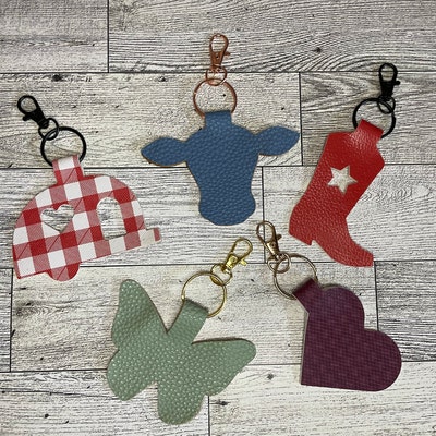 Key Fob SVG Keychain Bag Tag Fob Template Faux Leather Fob Key Ring Cut ...