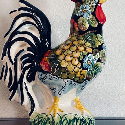 Italian Ceramic Rooster Figurine Italian Art Pottery Animals Collection ...