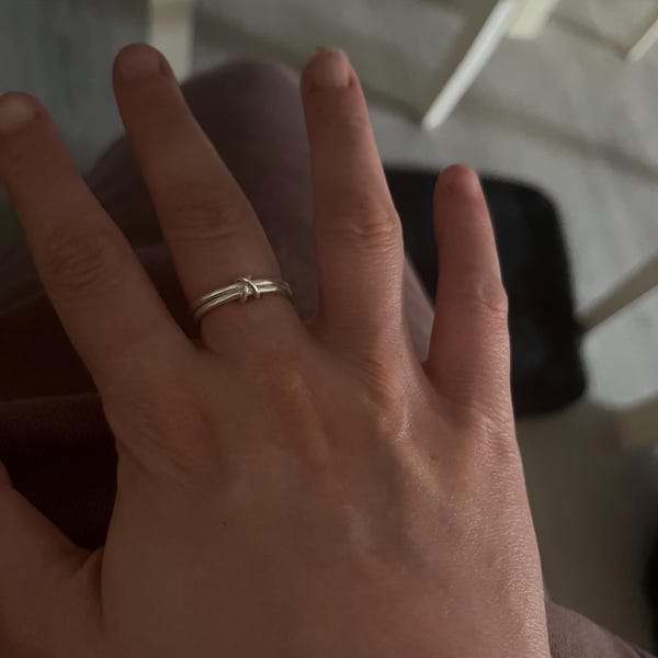 Sterling Silver Double Fidget Ring: Handmade Knot Bead Spinner Anxiety ...