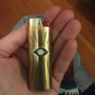 Vision Lighter Case With Opal // Evil Eye, All Seeing Eye, Brass ...