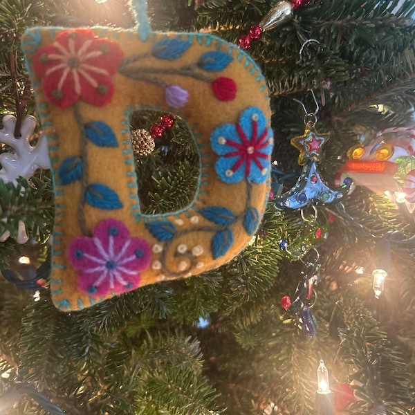 Colorful Letter - Embroidered Wool Ornament Alphabet Initials Abcs ...