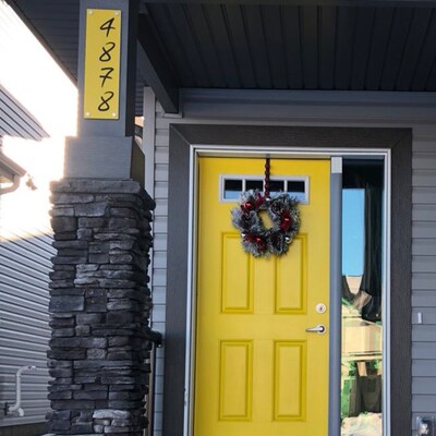 Modern House Numbers Yellow Alucobond With Black Acrylic - Etsy