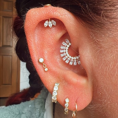 16G Gold Daith Jewelry Cute Daith Earring Clicker Butterfly CZ Daith ...