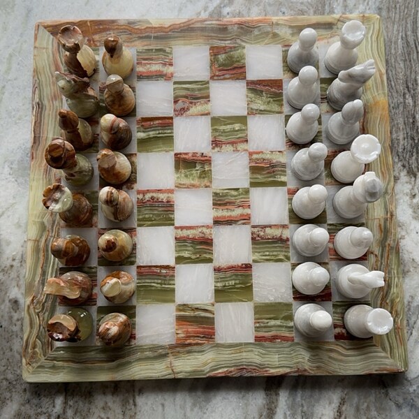 Chess Set Handmade | Green Onyx Marble Chess Set | Best Selling Chess ...
