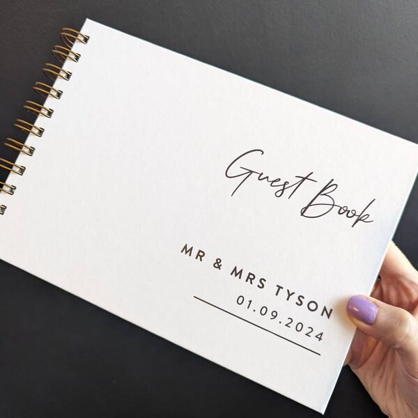 Minimal Script Wedding Guest Book - Personalised Guest Book - Custom Wedding Guestbook - Wire ...