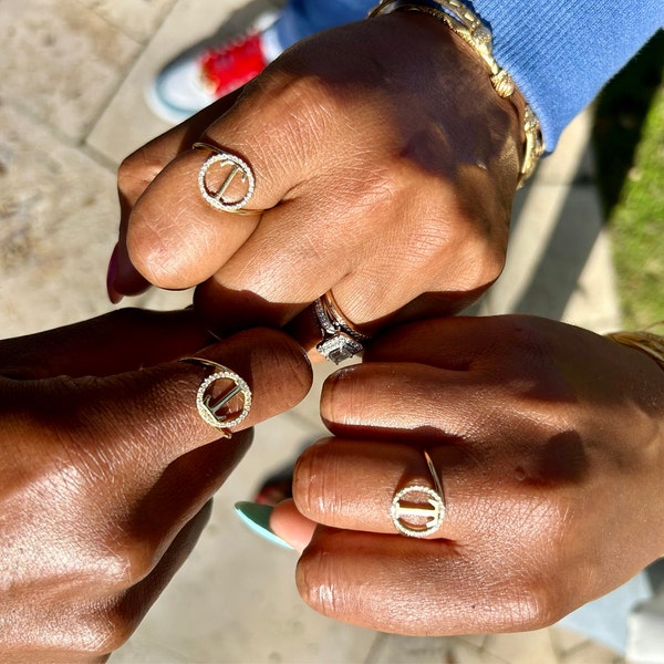 Gold Letter Ring, Dainty Personalized Initial Ring, Custom Alphabet ...