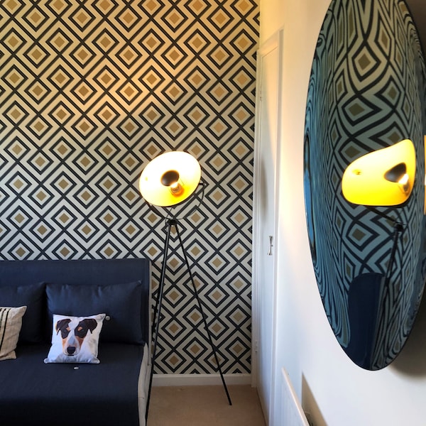 Contemporary Concave Mirror, Inspired by Space Age Decor, Blue Mirror ...