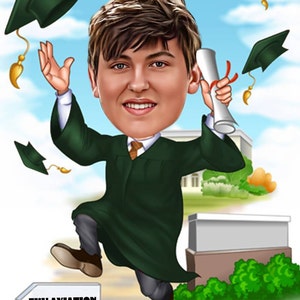 Custom Graduation Cartoon Portrait, Graduation Portrait, Graduation ...