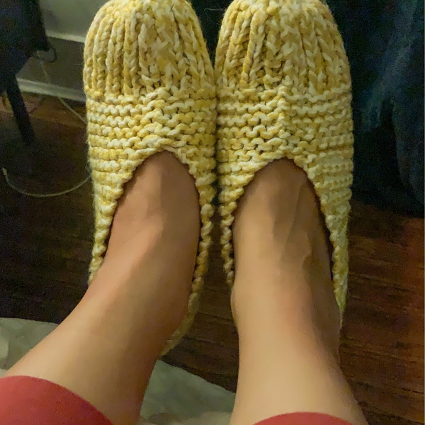 Knitted Slippers/ Handmade Slippers/ Grandma's Slipper - Etsy Canada