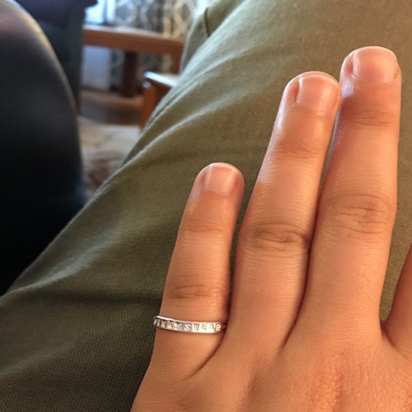 Stackable Name Ring Initial Ring Silver Id Ring Gold Stacking Ring ...