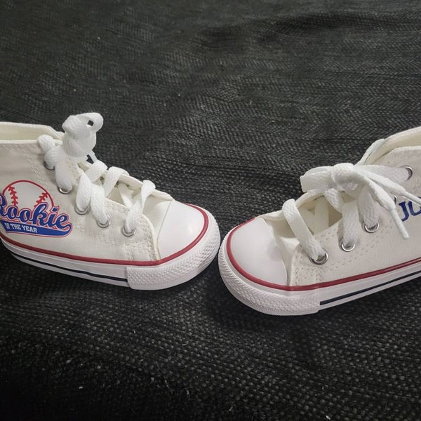 Baseball Converse, Rookie of the Year, White High Tops, Red and Blue ...