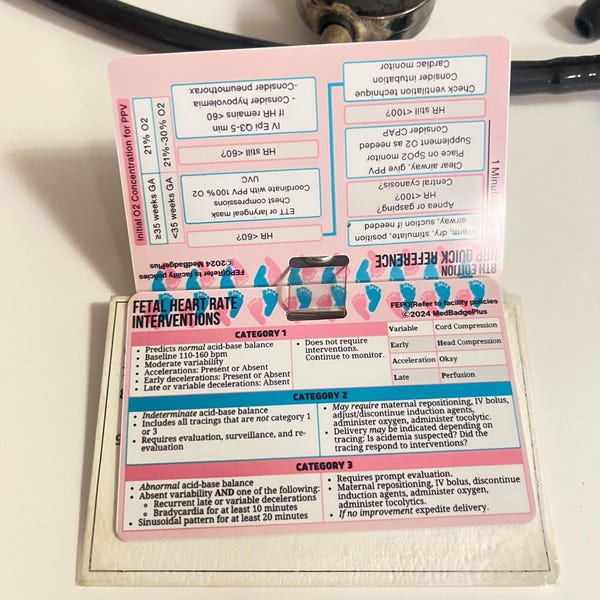 Fetal Heart Rate Interventions Patterns Quick Reference Badge Buddy ...
