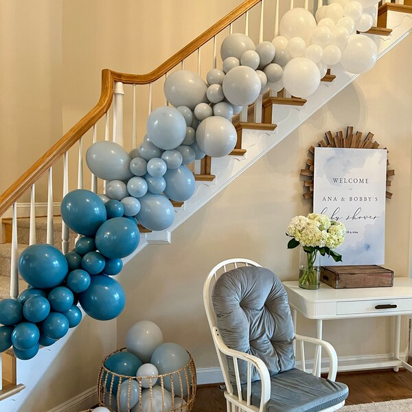 Pacific Balloon Garland Kit With Shades of Blue Slate Blue Dusty Sand ...