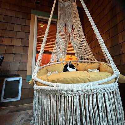 Cream Cotton Macrame Swing Hanging Chair Hängesessel Swing - Etsy