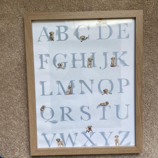Puppy Alphabet Poster, Blue Alphabet Poster, ABC Print, Puppy Dog ...