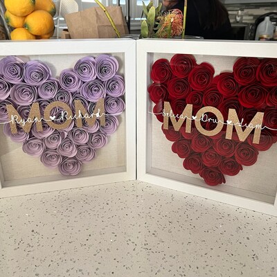 Mom Shadow Box, Christmas Gift, Home Decor, Heart Shadow Box, Mom With ...