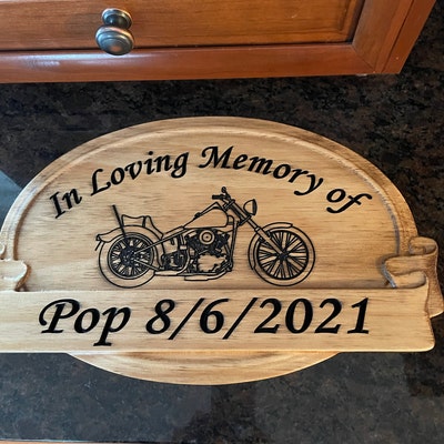 Personalized Memorial Name Sign With Harley Motorcycle, Custom Wood ...