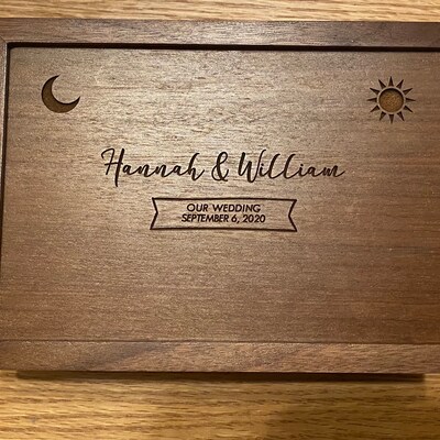 4x6 Wood Memory Box Custom Engraved Walnut Keepsake Travel Box, Photo ...