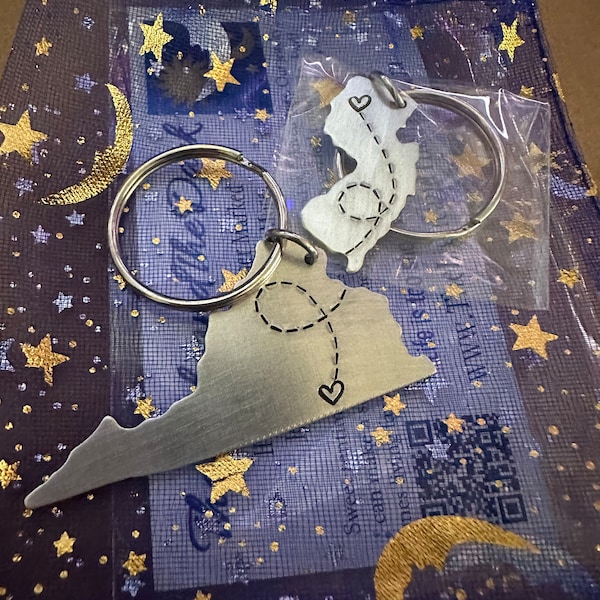 Choose Your State or Country Custom Long Distance Keychain Set - Etsy