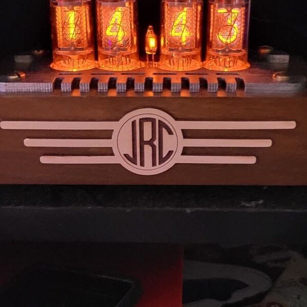 VFD Clock on IV-27 Vacuum Fluorescent Tube. Natural Solid Oak Case. USB ...