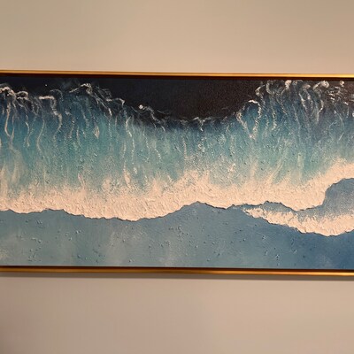 Original 3D White Minimalist Textured Wall Art Triptych Ocean Wave ...