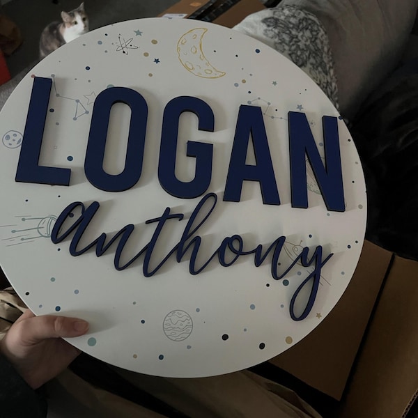 Outer Space Name Sign | Personalized | Baby Name Sign | Wood Sign ...
