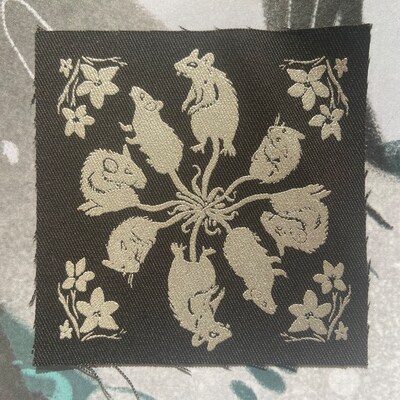 Rat King Silver Screen Print Fabric Patch 8x8cm Goth, Rat Lover Gift ...