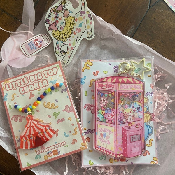 Party Kei Clowncore Claw Machine Game Illustration Keychain - Etsy