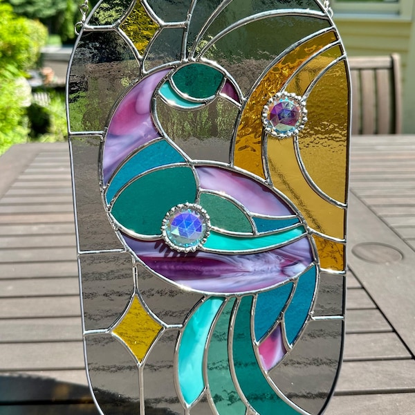 Stained Glass Peacock Pattern Printable PDF Suncatcher Window Panel ...