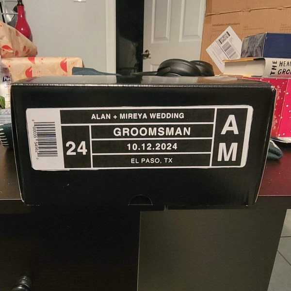 Groomsmen Proposal Shoe Box Labels • Bridesmaid, Groomsman Proposal ...