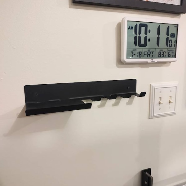 Modern Black Metal Wall Shelf: Entryway Key Holder With Hooks - Etsy
