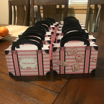 Printable Paris Party Suitcase Favor Box / Paris Party Favors PDF SVG ...