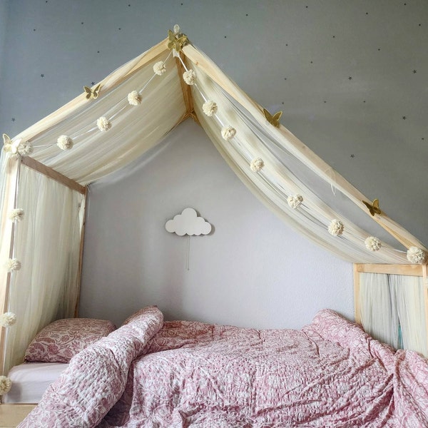 Kids Bed Canopy for Girls, Soft Smooth Play Tent, Crib Netting, Reading ...