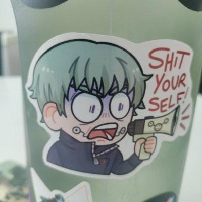 Shouting Sorcerer Chibi, Funny Anime, Glossy Vinyl Sticker for Laptop ...