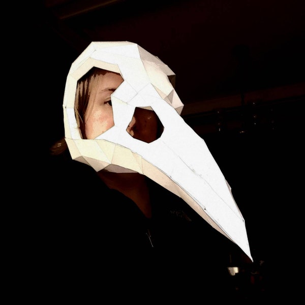 Crow Raven Skull Mask Papercraft, Printable DIY PDF Template, Paper ...