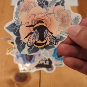 Bumblebee Flower Sticker, Bumblebee Rose and Lavender Sticker ...