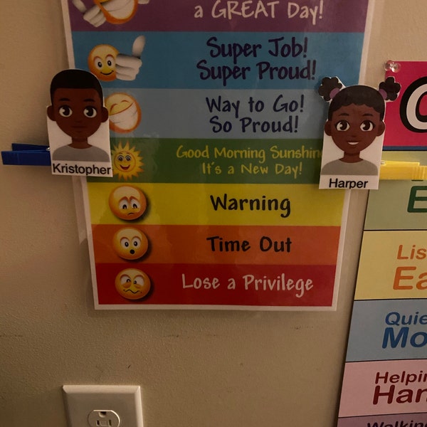 Printable Behavior Chart for Kids, Color Coded, Emojis, 8x10 Instant ...