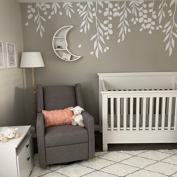 White Tree Decal Big Family Tree Mural One Side Tree Design Nursery ...
