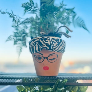 Terracotta Face Planter Pots With Headwrap Pot Head Gift - Etsy