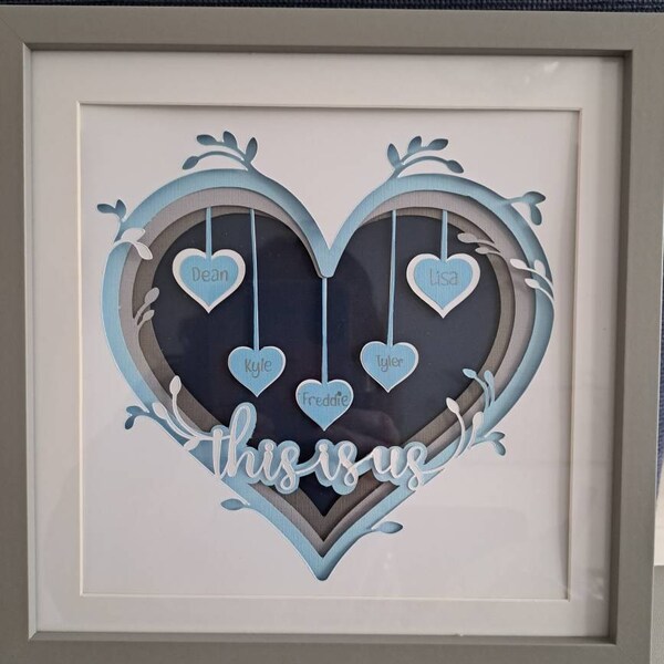 3D This is Us Family Heart Shadow Box With Custom Names, Family Tree ...