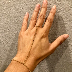 Beaded Hand Chain / Ring Bracelet in 14/20 Gold-fill - Etsy