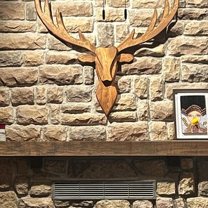 Large Wooden Deer Head Wall Decor (140x110 Cm) | Rustic Home Accent ...